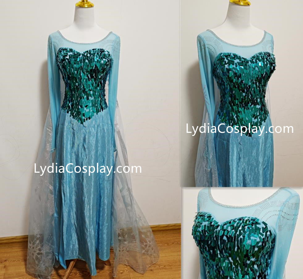 Blue Classic Frozen Elsa Dress Cosplay Costume Outfits – Lydiacosplay