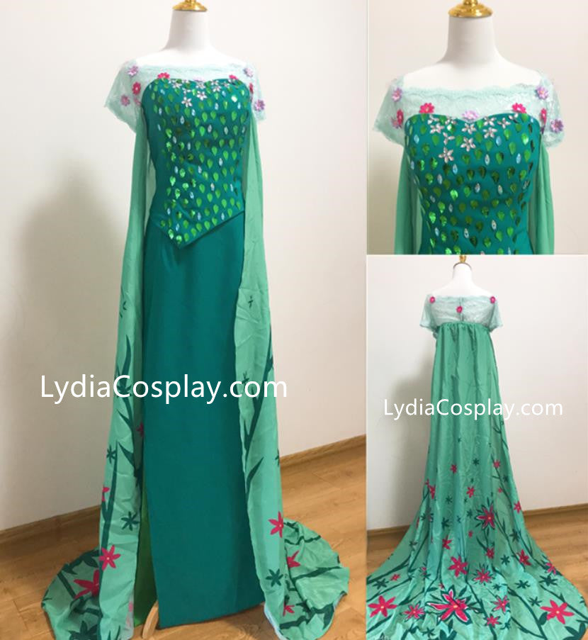 Frozen Fever Queen Elsa Spring Dress Cosplay Costume – Lydiacosplay